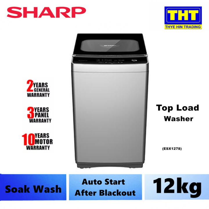 [AUTHENTIC]Sharp 12KG Top Load Fully Auto Washing Machine ESX1278 | Lazada
