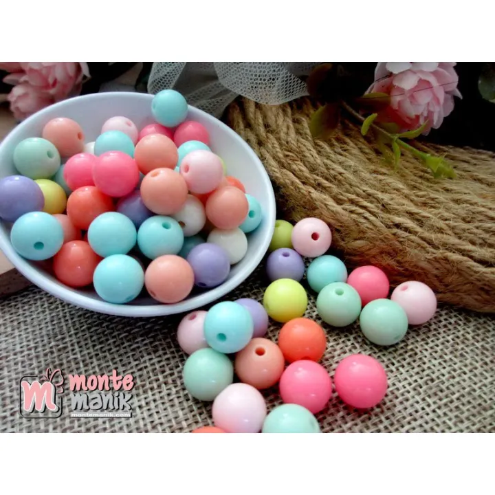 20 Butir Manik Plastik Bulat 10 mm Warna Pastel(PLA-043) | Lazada Indonesia
