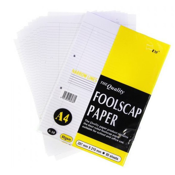 Uni Foolscap Paper / Exam Sheet / Kertas Kajang S38 Narrow Line (80g x ...