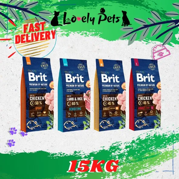 Brit Premium By Nature Dog Food 15kg - (Chicken M Size , Sensitive Lamb ...