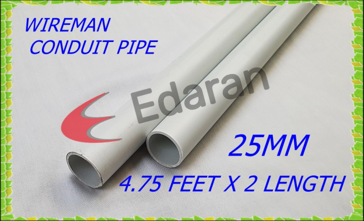 (9.5 FEET) WIREMAN PVC CONDUIT PIPE - (20MM / 3/4" OR 25MM / 1") - 4.75 ...