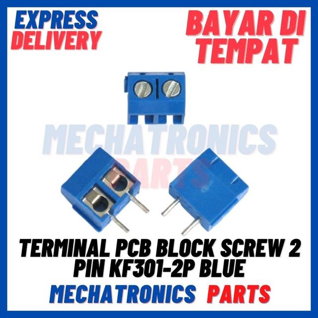 ELC[CON-0008] TERMINAL PCB BLOCK SCREW 2 PIN KF301-2P BLUE BIRU ...