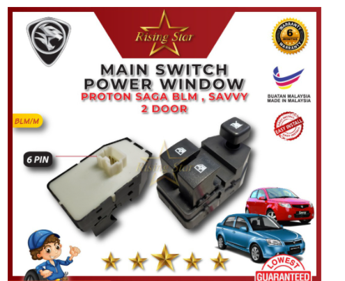 PROTON SAGA BLM / SAVVY POWER WINDOW SWITCH 】MAIN / MASTER { 2 DOOR ...