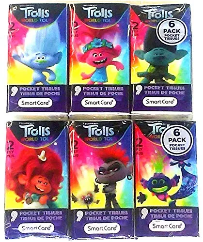 DreamWorks Trolls 2-Play Pocket Tissues - 12 Packages Featuring Poppy ...