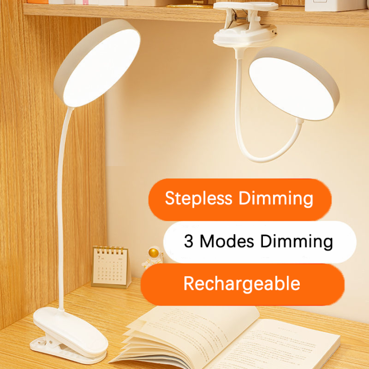 USB Rechargeable Led Clamp Desk Lamp Flexible Gooseneck Touch Dimming ...