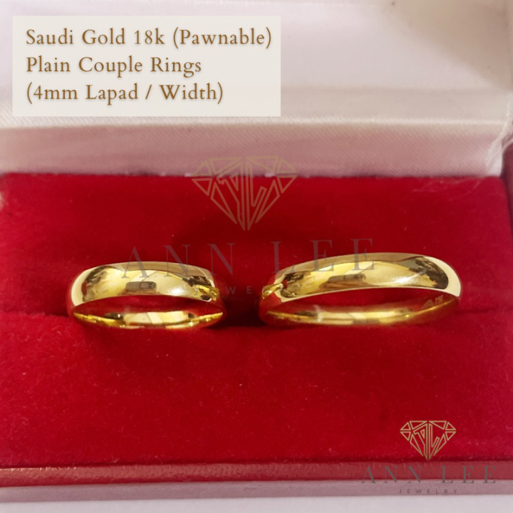 Pawnable Real Saudi Gold 18k Plain Rings 4mm Lapad | Lazada PH