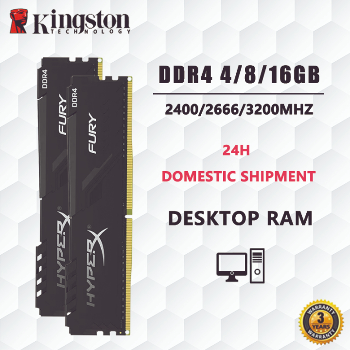 Kingston HyperX FURY Desktop DDR4 RAM 4GB 8GB 16GB 2133Mhz 2400Mhz 2666Mhz 3200Mhz DIMM Game ...