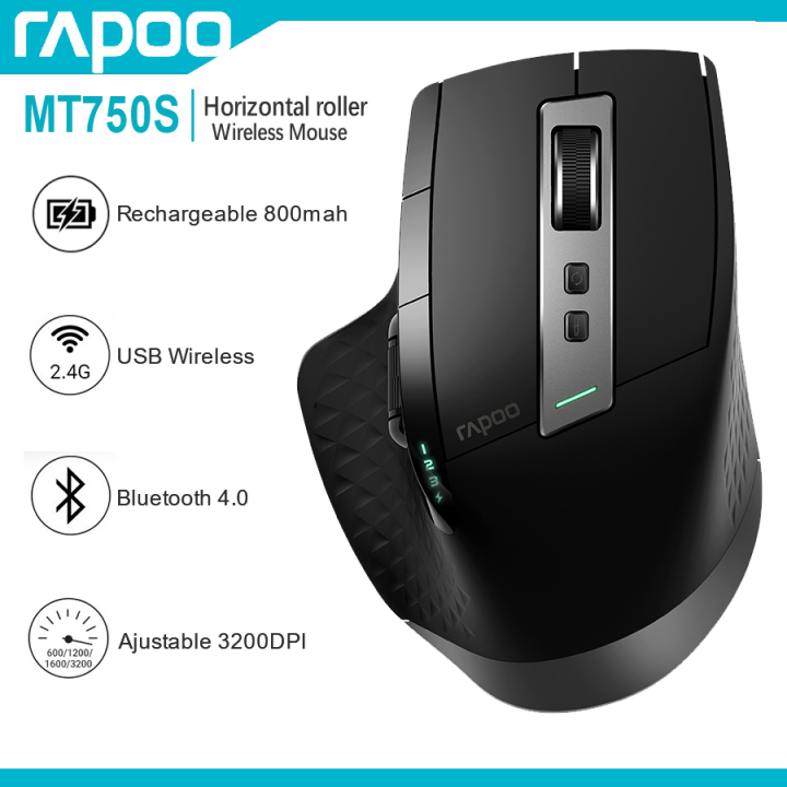 Rapoo MT750S 3200DPI Rechargeable Ergonomic Bluetooth Wireless Mouse for Laptop | Lazada PH