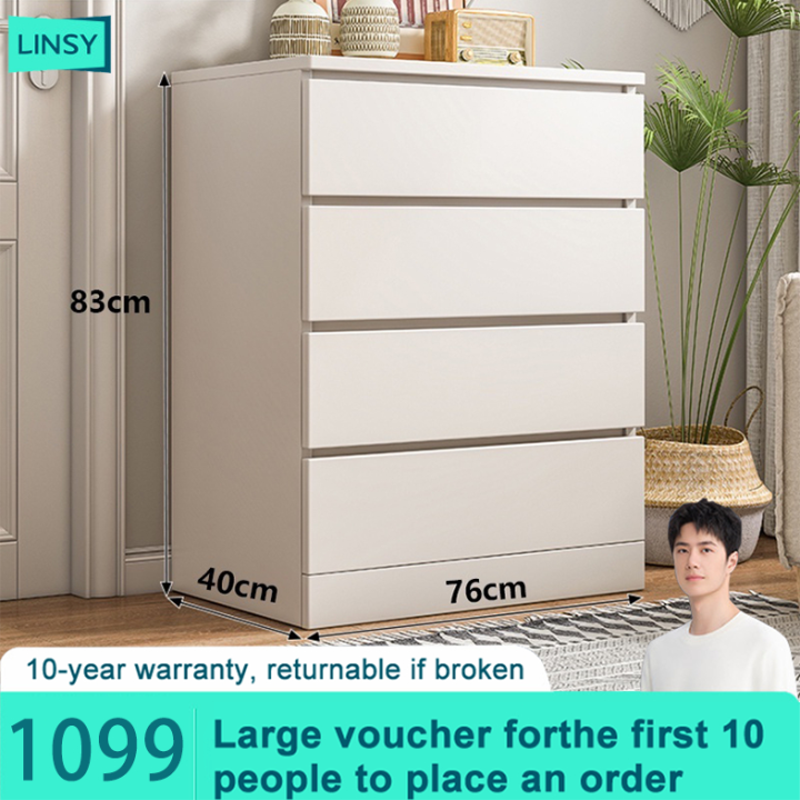 LINSY-4 Layer Drawer Organizer Wood Drawer Cabinet for clothes Storage ...
