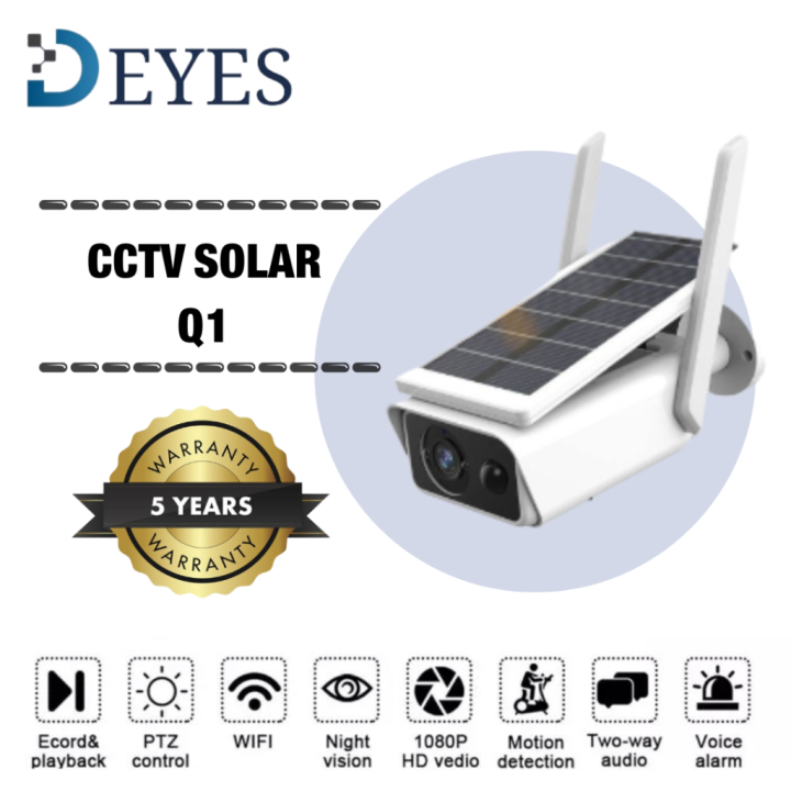 Solar CCTV Q1 Battery Powered 3MP 1296p Outdoor Weatherproof Wireless ...