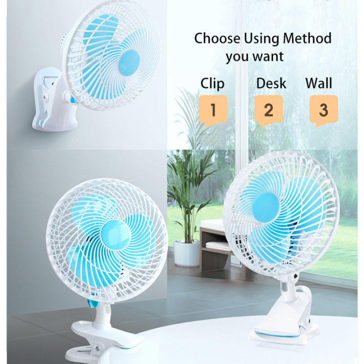 Shaking Head Mute Mini Electric Fan Portable Table Desktop Clip Fan ...