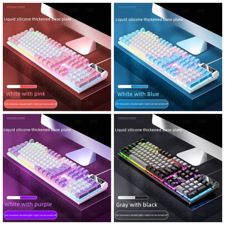 【XMT】YINDIAO K500 K600 Keyboards And G5G15 Mouse Rainbow LED Membrane ...
