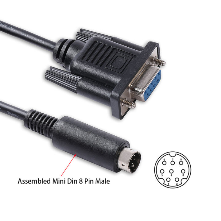 D-Sub 9 Pin Db9 Female To Mini Din 8 Pin Rs232 Serial Communication ...