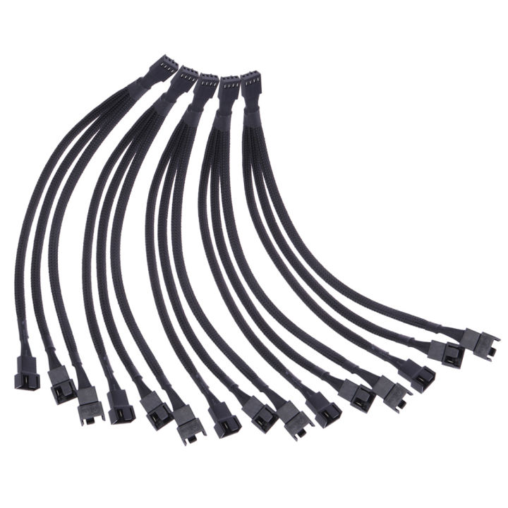 1/2/5pcs 4 Pin Pwm Fan Cable 1 To 3 Ways Splitter Black Sleeved ...