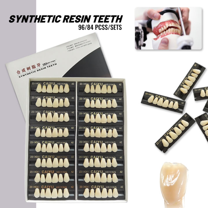 96 Pcs/Set Dental Acrylic Resin False Teeth Anterior Posterior A1 A2 A3 ...