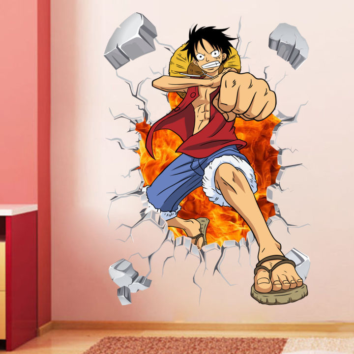 3d one piece luffy self-adhesive wall stickers boy bedroom creative ...