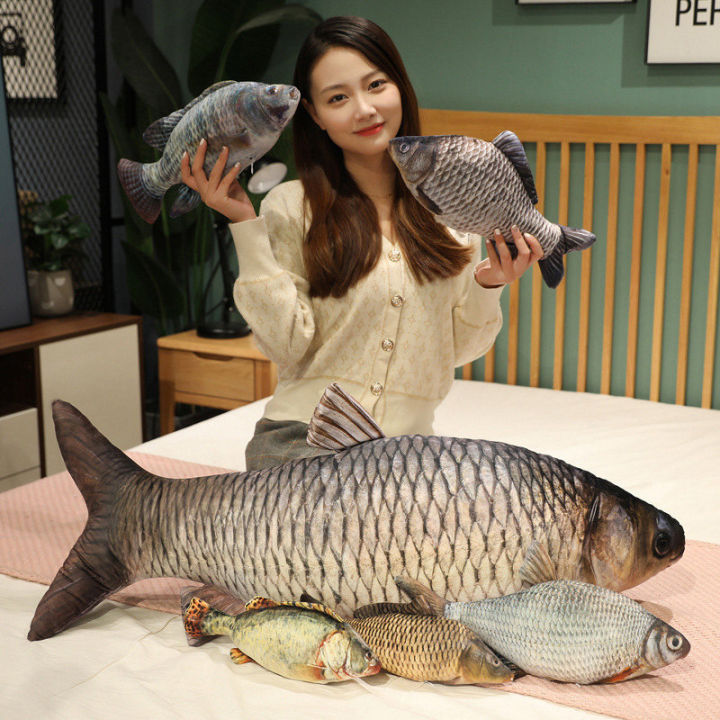 3D simulation crucian carp plush toy carp throw pillow doll cushion cat ...