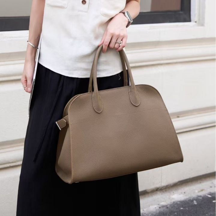 Lychee pattern first layer cowhide tote bag, genuine leather handbag ...