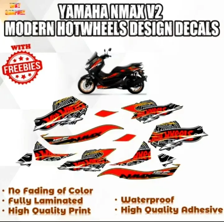 YAMAHA NMAX V2 MODERN HOTWHEELS DESIGN DECALS (WATERPROOF, LAMINATED ...