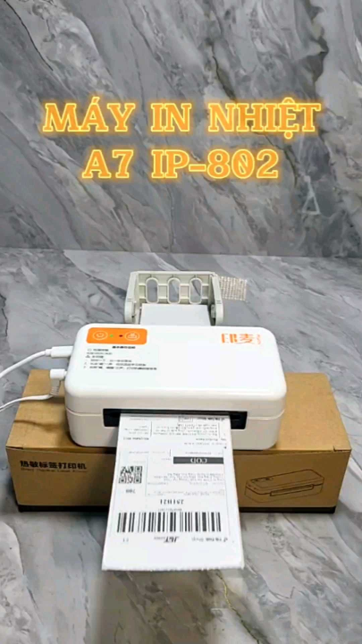 Máy in nhiệt IP-802, kết nối BLUETOOTH, khổ A7, tốc độ in 150mm/s, độ phân giải 203dpi, in đơn ...