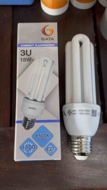 GATA หลอดไฟฟลูออเรสเซนต์ คอมแพ็ค 3U (หลอดตะเกียบ 3U) 3U 18W แสงขาว ขั้ว E27 ไม่มีสารตะกั่ว ...