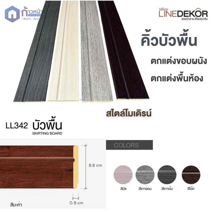 คิ้วบัวพื้น หน้ากว้าง 8.8cm บัวคิ้วติดพื้น คิ้วบัวติดผนัง ไม้บัวใช้ตกแต่งห้อง LineDekor ตัดแบ่ง ...