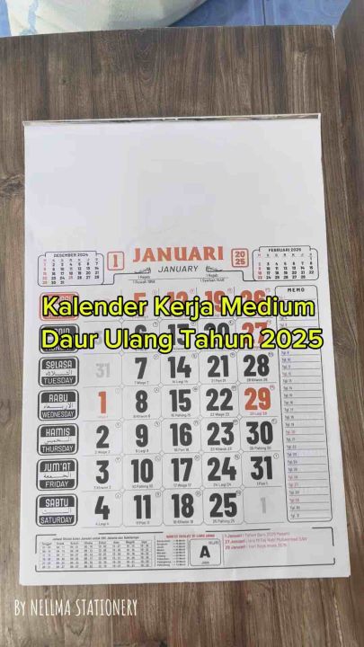 Kalender Kerja Medium Daur Ulang Angka Hitam Tahun 2025 Kalender ...