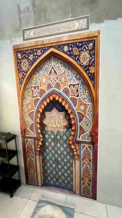 Stiker mihrab wallpaper dekorasi dinding rumah ruang solat masjid ...