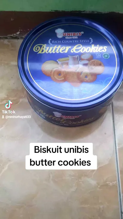 Biskuit unibis butter cookies kaleng bulat 454 gram,kue lebaran ...