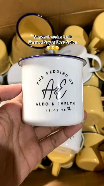 Cangkir Enamel Custom Mug Souvenir Gelas Jadul | Lazada Indonesia