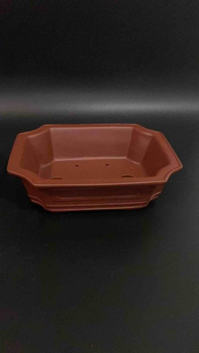 Bonsai Pot - Medium Small Shohin Ceramic Purple Clay Rectangular Oval ...