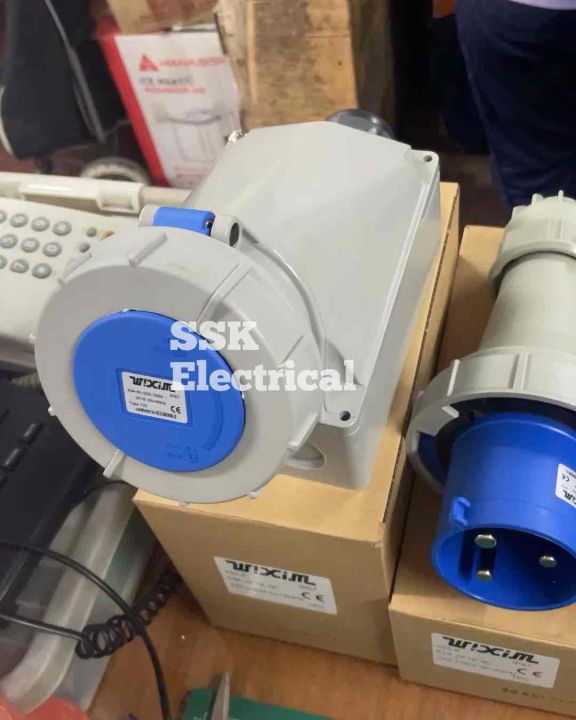 WIXIM 63A 3 PRONG INDUSTRIAL PLUG | SOCKET | CONNECTOR | ssk electrical ...