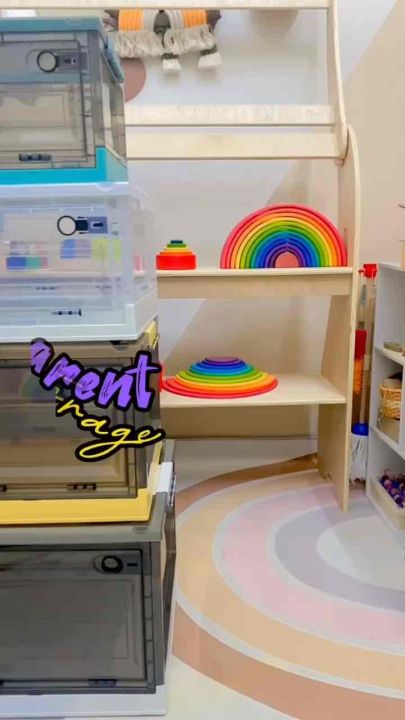 BabyBoss Transparent Storage Box With Wheels Double Doors Foldable ...