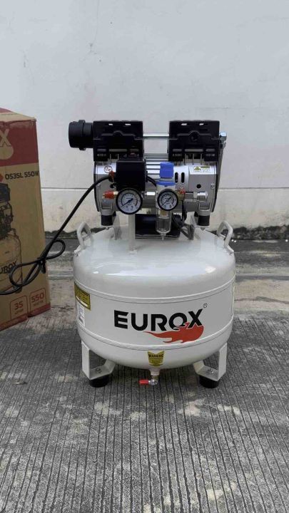 EUROX ปั๊มลม ปั๊มลมออยฟรี ขนาด 35 ลิตร รุ่น OS35L กำลัง 550W รูปทรงสวยงาม ดูแลง่าย ไม่ต้องเติม ...