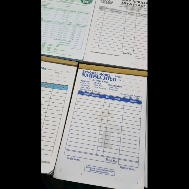 (Min 4) Nota Bengkel 1/4 1 Ply (isi 50 lembar) / Nota Bengkel Motor ...