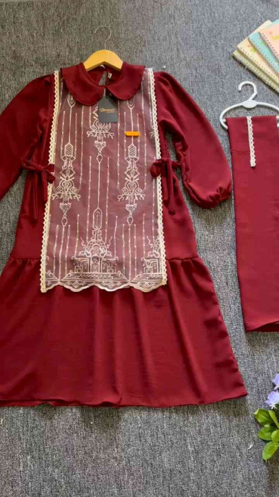 Gamis Brukat Tule Bordir Set Pashmina Renda Dress Couple Mom & Kids ...
