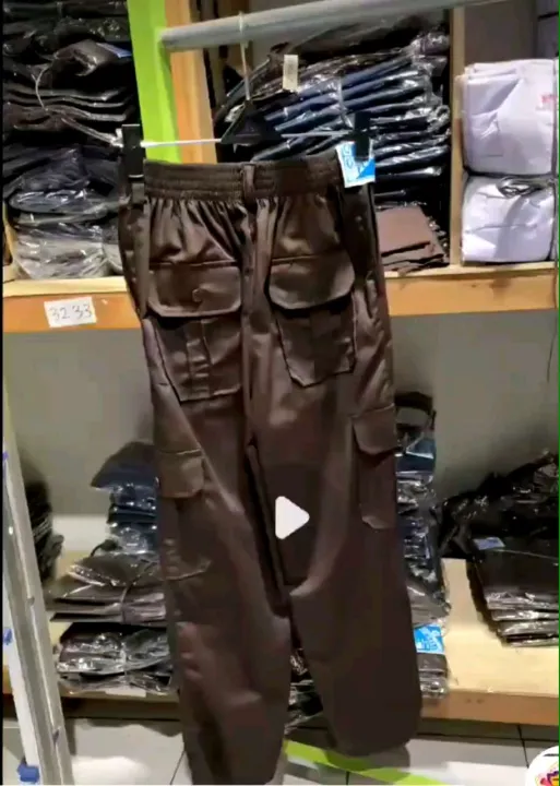 Seragam sekolah celana PDL kargo saku 6 pinggang karet SD,SMP | Lazada Indonesia