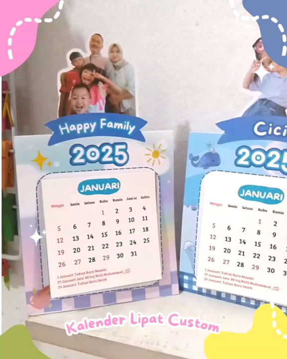 Kalender Lipat 2025 Custom Foto Nama | Kalender Meja | Kalender Labubu ...