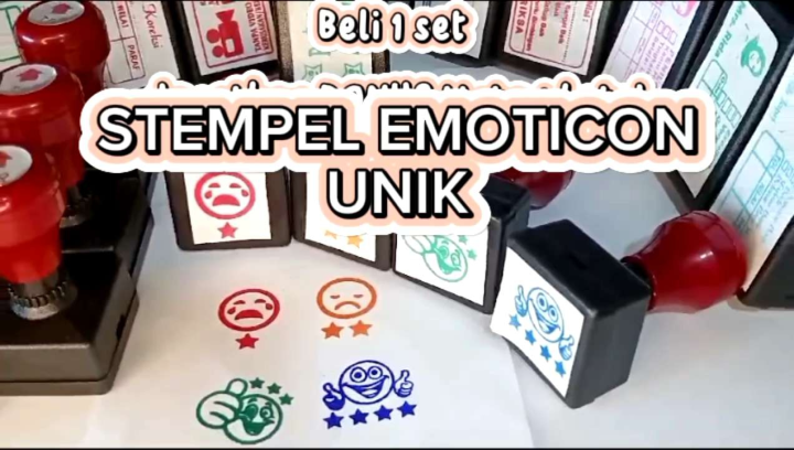 Stempel Emoticon untuk anak TK PAUD, stempel flash otomatis, stempel ...