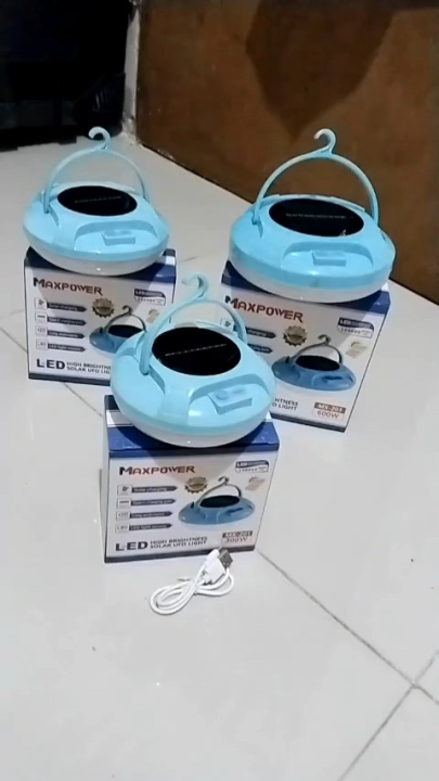 Lampu Emergency MAXPOWER UFO Gantung 300W ,400W ,600W Cahaya Putih Bisa Solar Panel Charging ...