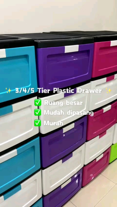 3 tier 4 tier 5 tier - Almari Plastik / Laci Plastic / Plastic Drawer ...