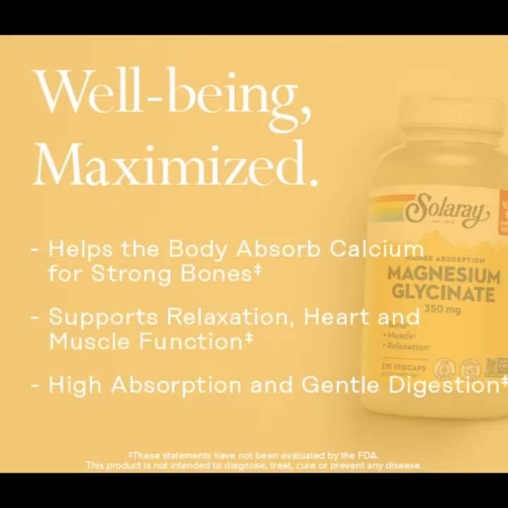 Solaray High Absorption Magnesium Glycinate 350mg - Muscle Relaxation ...