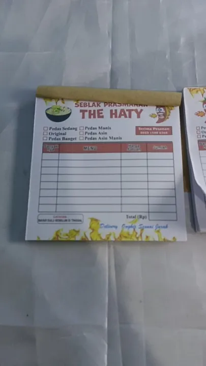 NOTA SEBLAK 1/4 (1PLY) ISI 50 LEMBAR BISA COSTUM PAKAI NAMA WARUNG ...