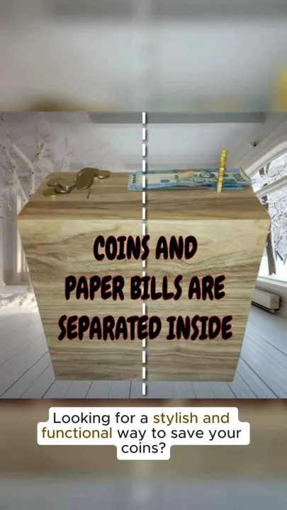 Coin Bank And Money Box in one, BIG CAPACITY ALKANSYA, , WOOD TYPE ...