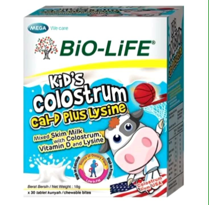 BIOLIFE KIDS COLOSTRUM CAL-D PLUS LYSINE 18G 30s | Lazada