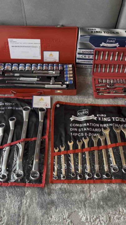 Euro King Tools ชุดบล็อก 24 ชิ้น+ประแจKing Tools+แหวนKing Tools+ชุดบล็อก2หุน 46 ชิ้นใช้งานหนัก ...