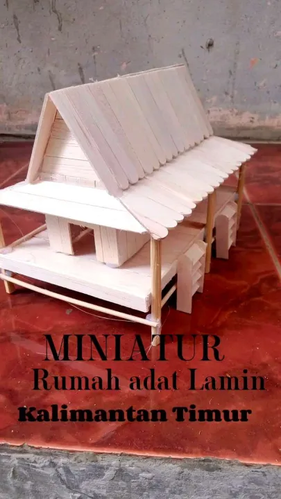 miniatur rumah adat lamin kalimantan timur stik eskrim LED | Lazada ...