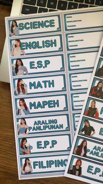 BINI Notebook Stickers Subject Stickers Name Label and Laminated ...