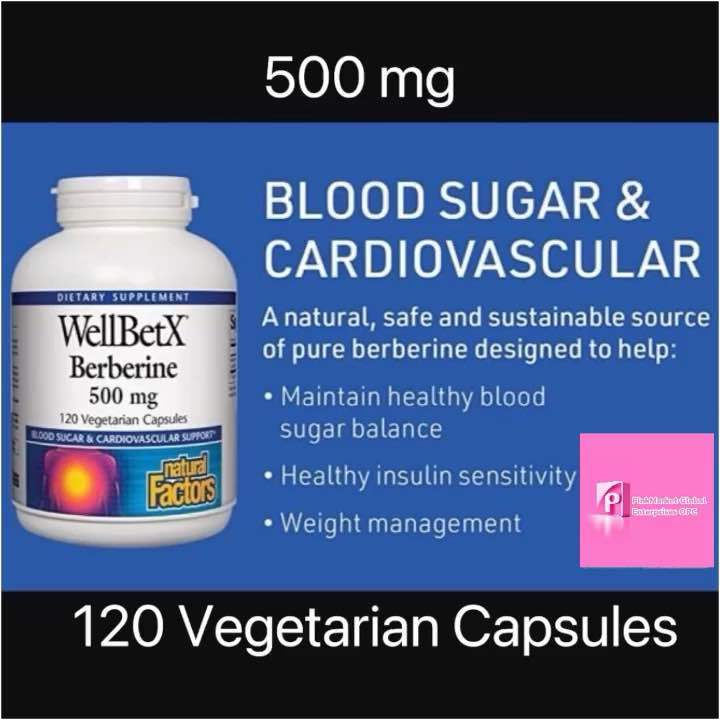 Natural Factors WellBetX Berberine 500 mg, 60 or 120 Vegetarian ...