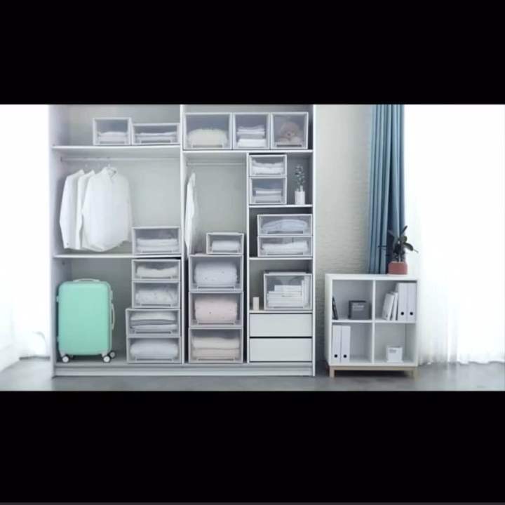 Heighten Stackable Drawer Storage Box storage Cabinet Wardrobe Plastic ...